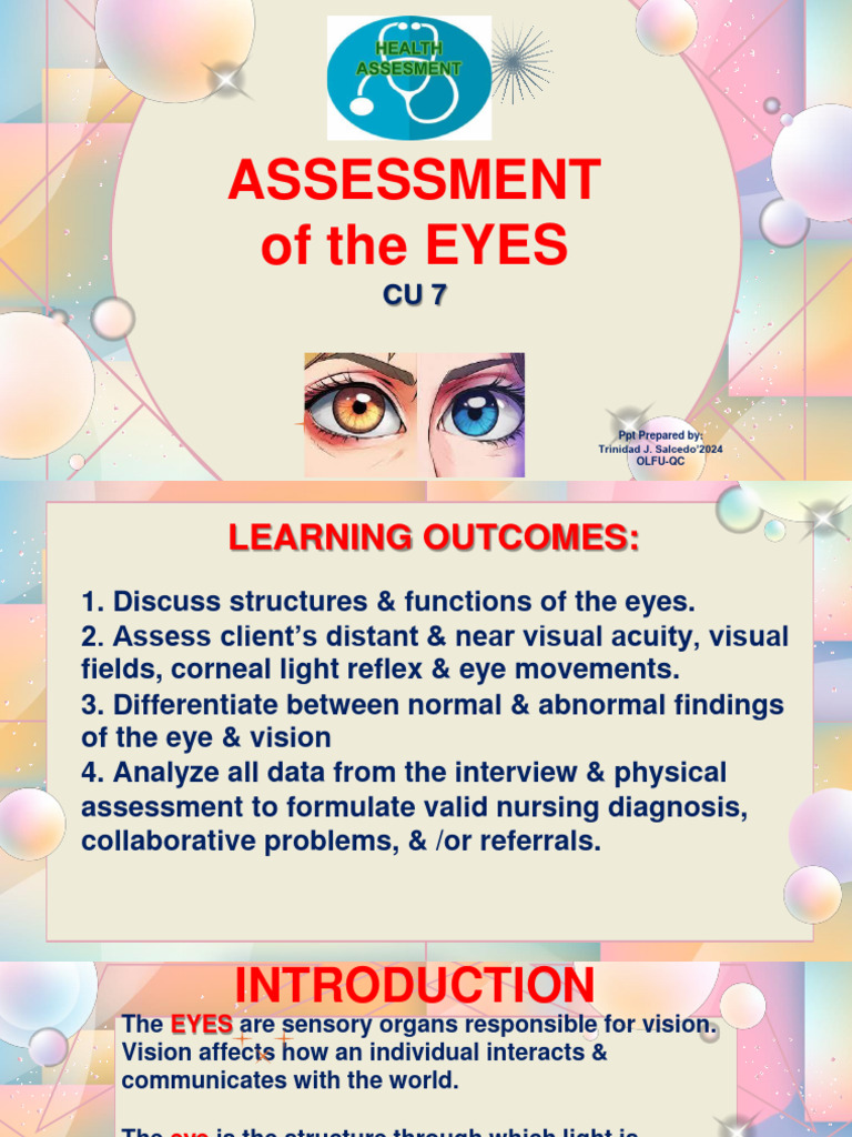 Eye Assessment Techniques and Findings | PDF | Human Eye | Cornea