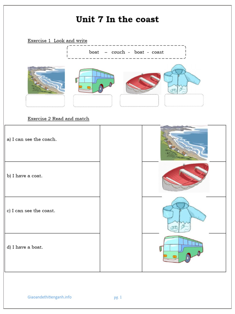 Worksheet grade 1 - unit 7 | PDF