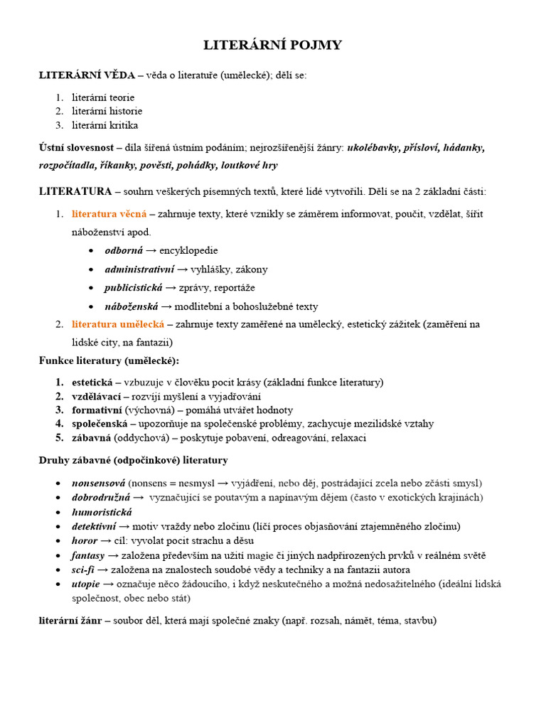 Literární Pojmy | PDF