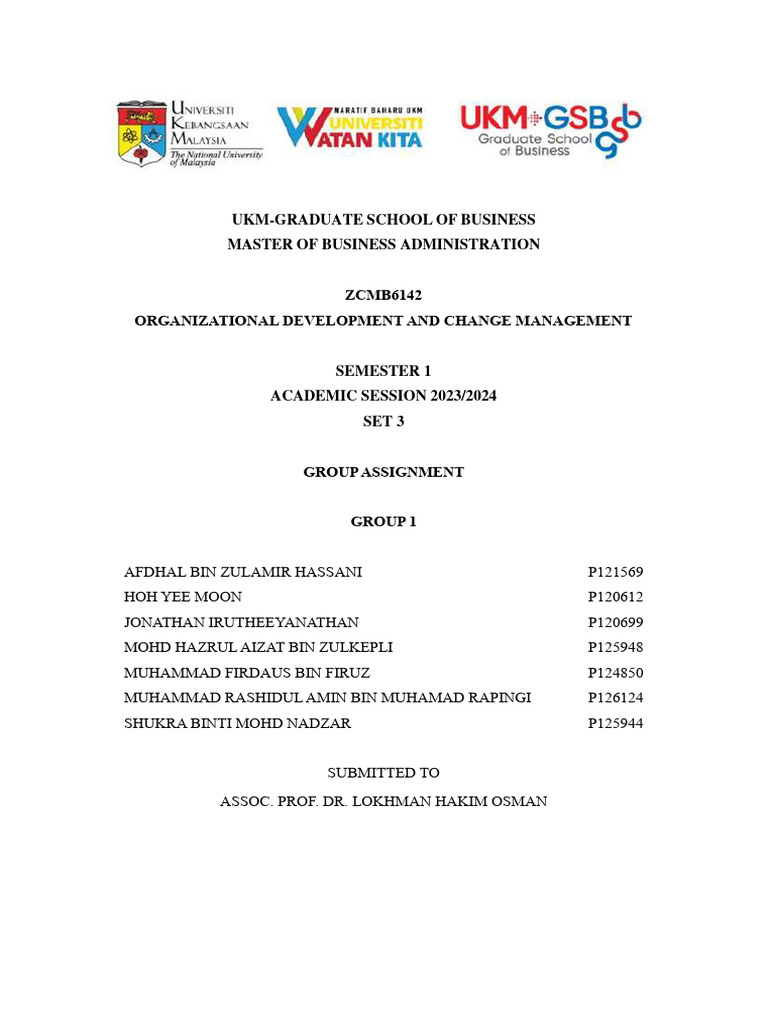 Zcmb6142 Odcm Group Assignment - Group 1 | PDF | Water Scarcity | Drinking Water