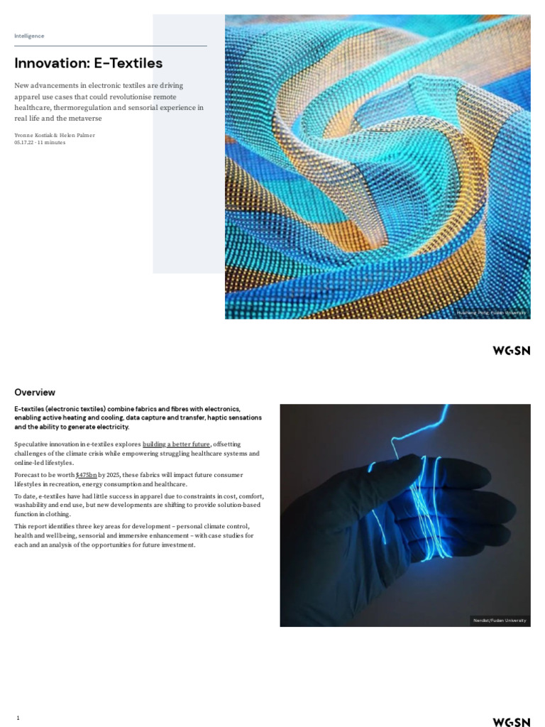 Innovation E Textiles | PDF | E Textiles | Textiles