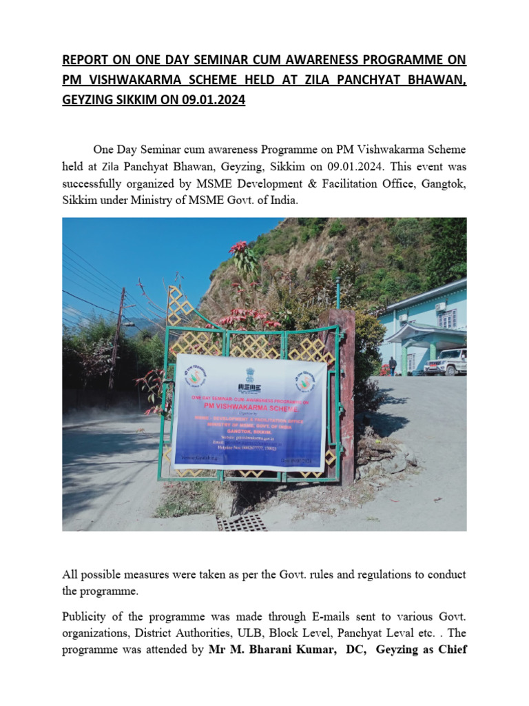 PM Vishwakarma Seminar in Geyzing | PDF