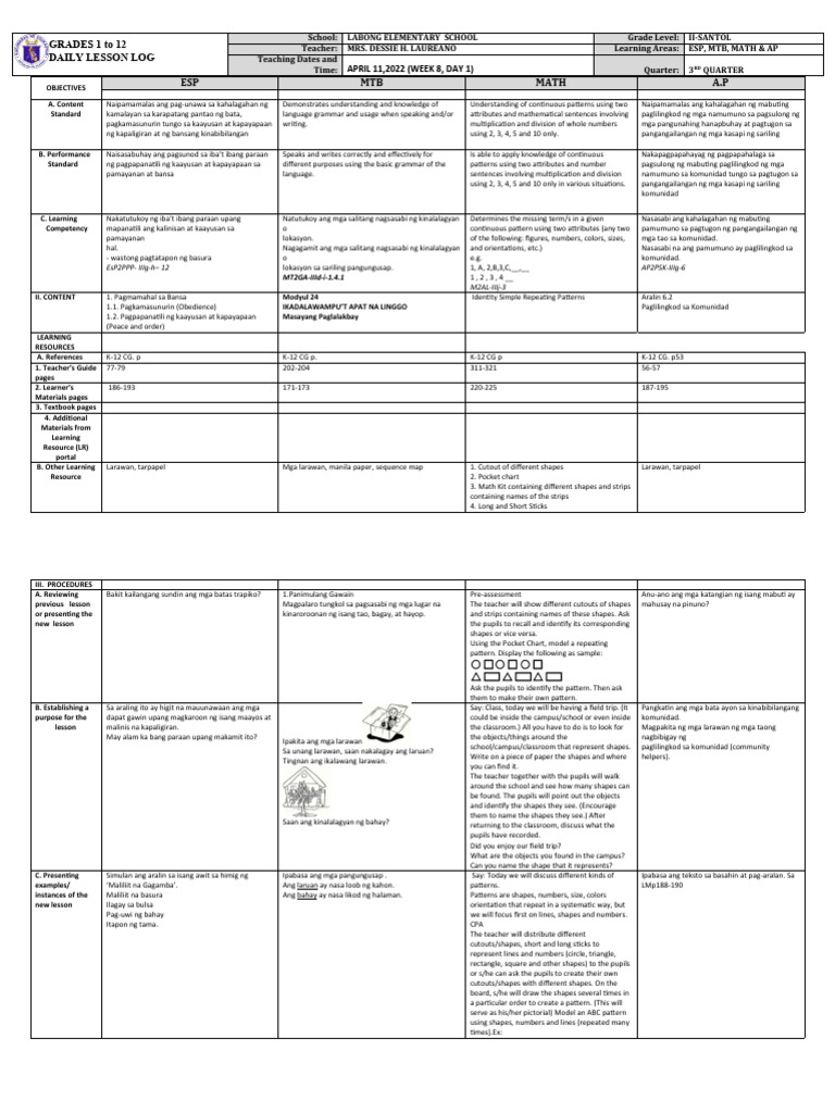 Grade 2, Week 8, Day 1 | PDF