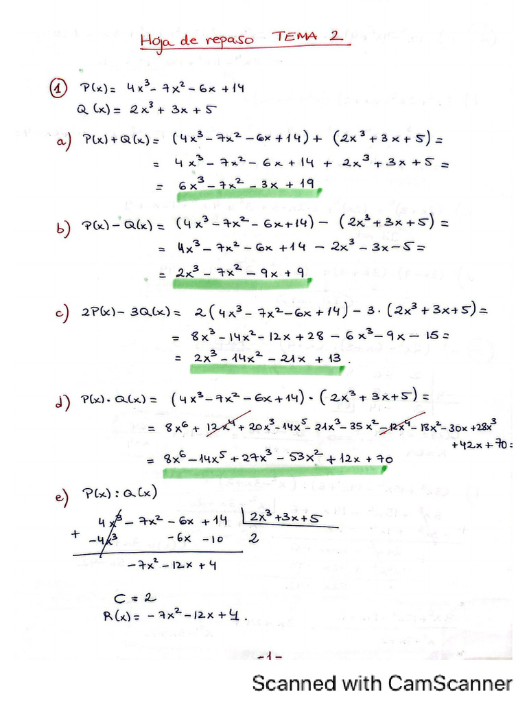 Soluciones Hoja de Repaso Tema 2 | PDF