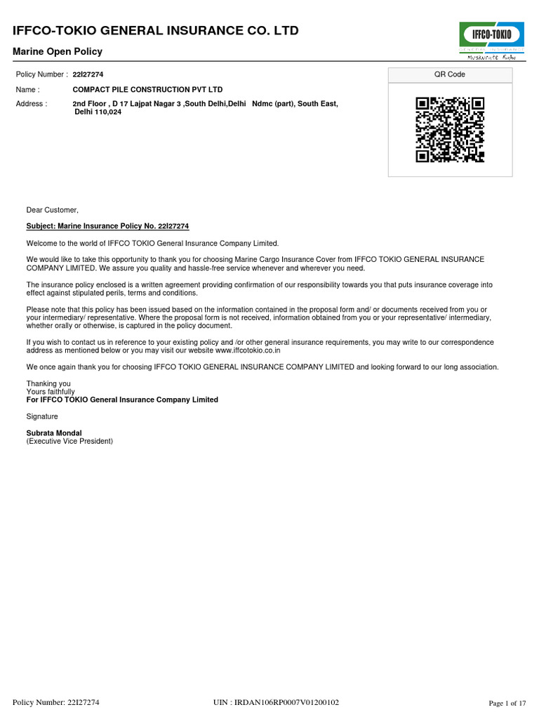 22I27274 CMP-PolicySchedule | PDF | Infection | Insurance