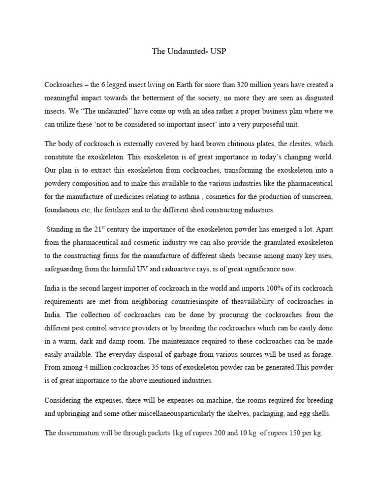 Team Undaunted - Executive Summary USP | PDF | Insects