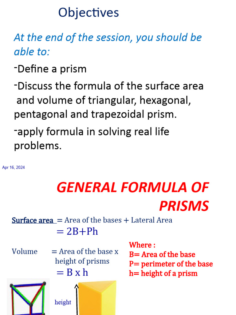 Ppt8 Prisms | PDF | Area | Elementary Mathematics
