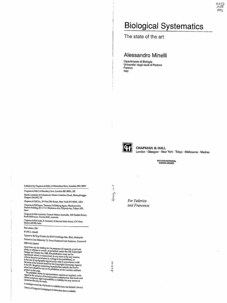 Biological Systematics Book | PDF