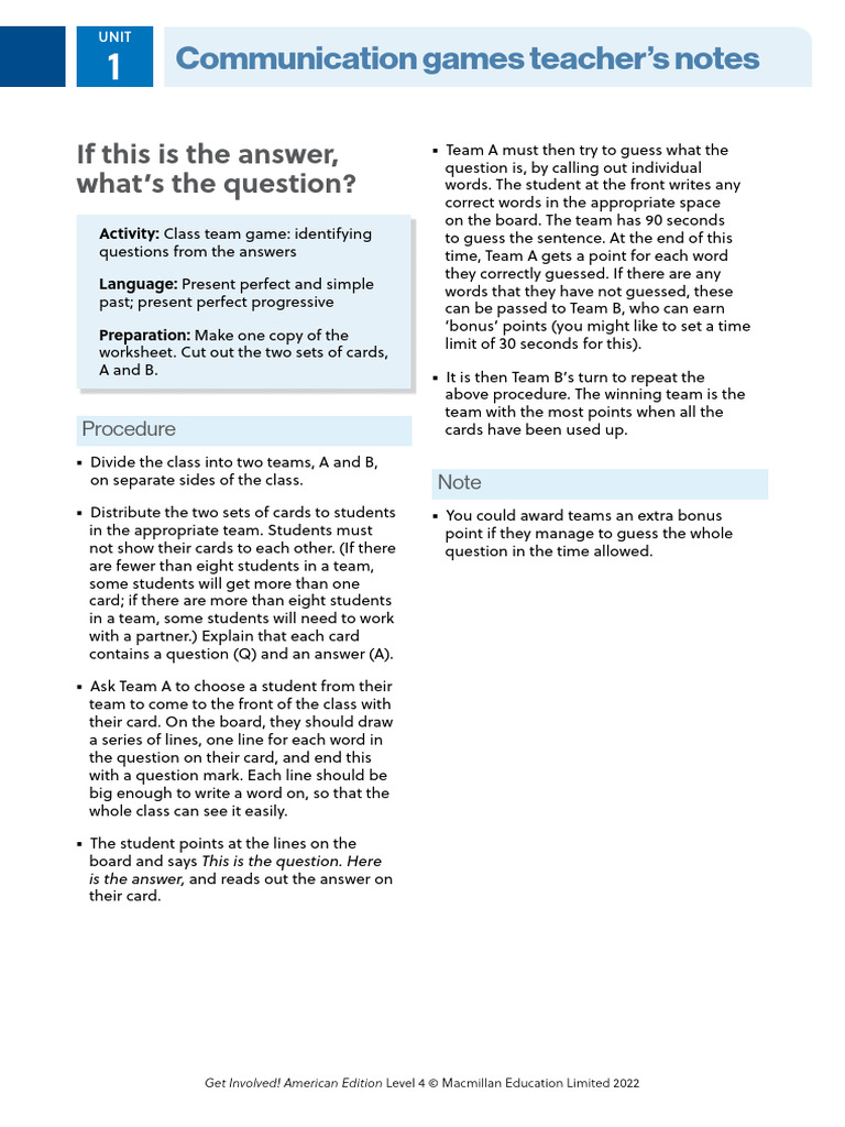 Communication Games for Classrooms | PDF | Question | Linguistics