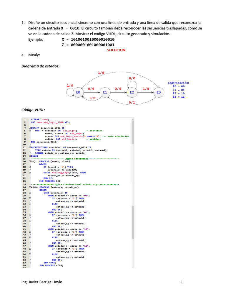 DetectaSecuencia - 0010 - Moore & Mealy - VHDL | PDF