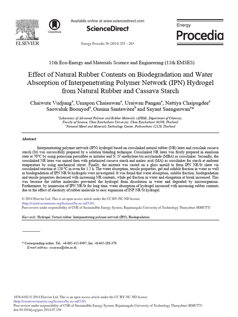 Natural Rubber Hydrogel Biodegradation Study | PDF | Gel | Polymers