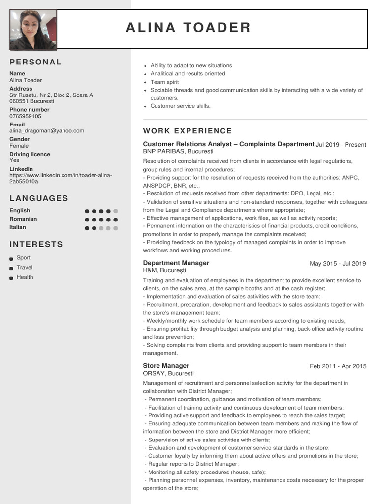 CV Alina Toader. English | Download Free PDF | Business
