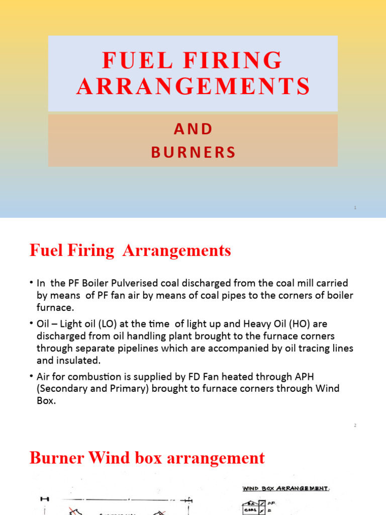 Fuel Firing Arrangement and Burners | PDF | Valve | Boiler