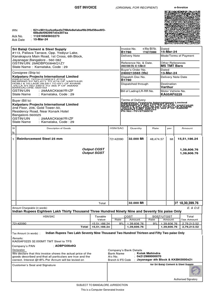 GST Invoice | PDF | Taxes | Government Finances