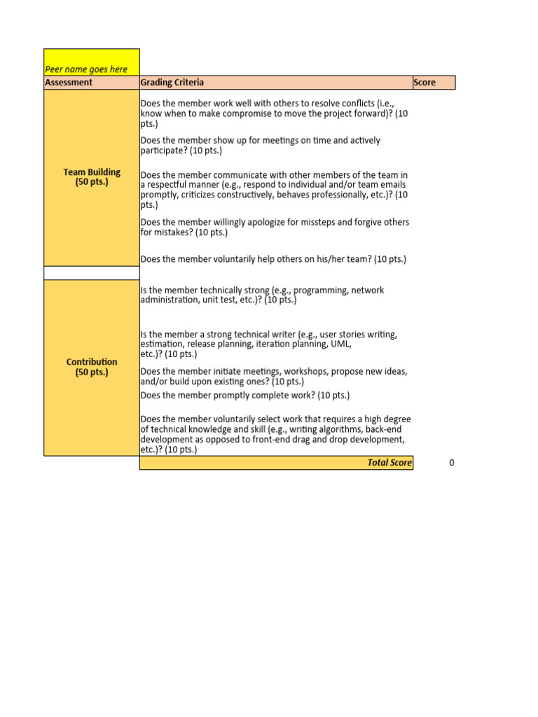Peer Evaluation Sheet - All Streams | PDF | Computing