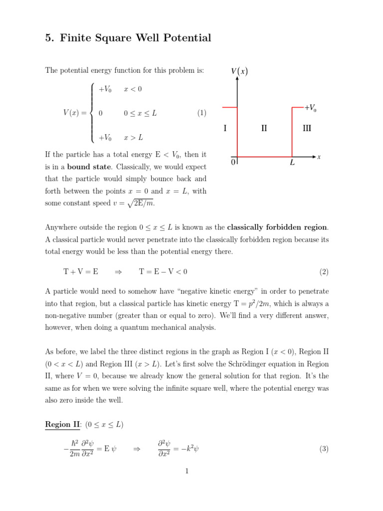 Quantum Mechanics: Finite Well Analysis | PDF | Wave Function | Applied ...