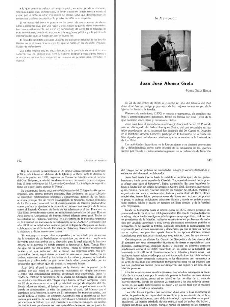 Juan José Alonso Grela - in Memoriam - Prof. María Delia Buisel | PDF