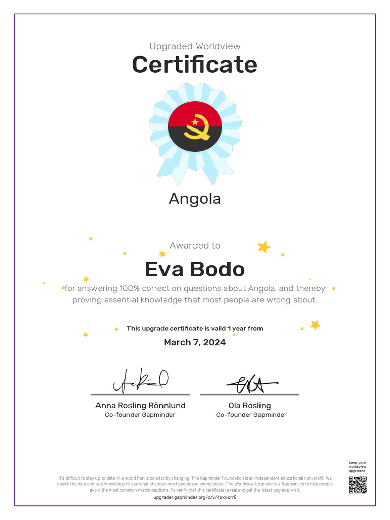 Gapminder Certificate - Angola - Eva Bodo | PDF