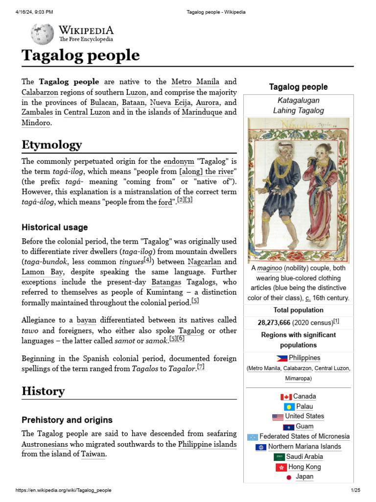 Tagalog People - Wikipedia | PDF | Philippines