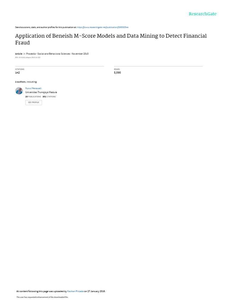 Application of Beneish M-Score Models and Data Min | PDF | Audit ...