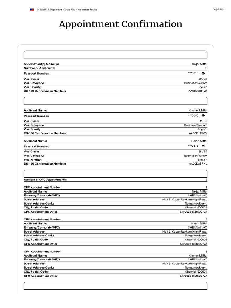 Appointment Confirmation | PDF | Travel Visa | Passport