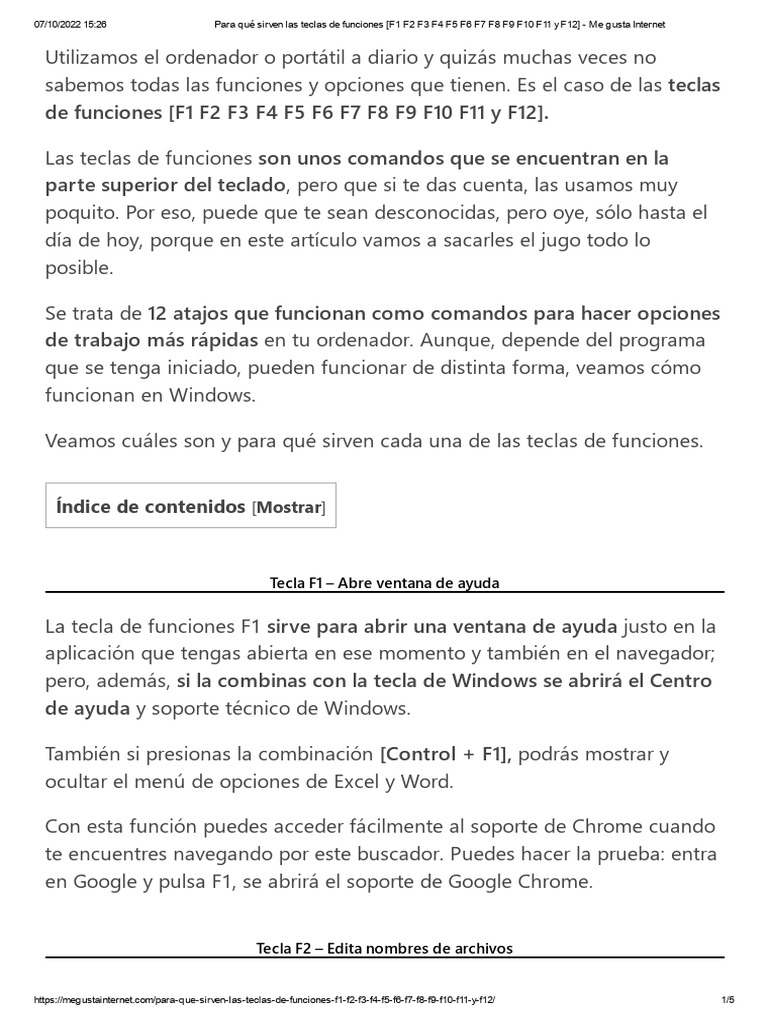 Para Qué Sirven Las Teclas de Funciones (F1 F2 F3 F4 F5 F6 F7 F8 F9 F10 F11 y F12) - Me Gusta ...