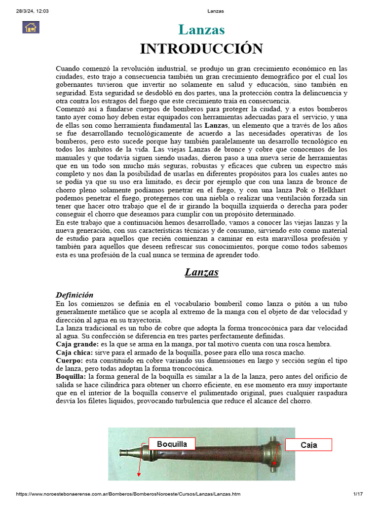 Tipos y Evolución de Lanzas para Bomberos | PDF | Agua