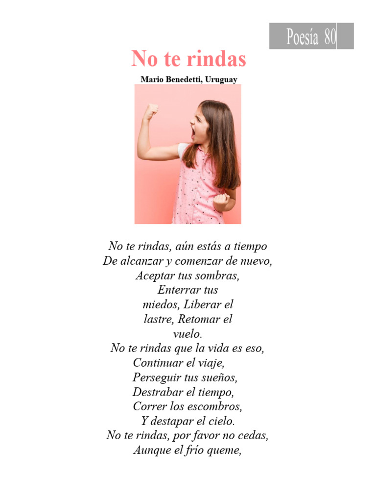 Poesia No Te Rindas Mario Benedetti | PDF