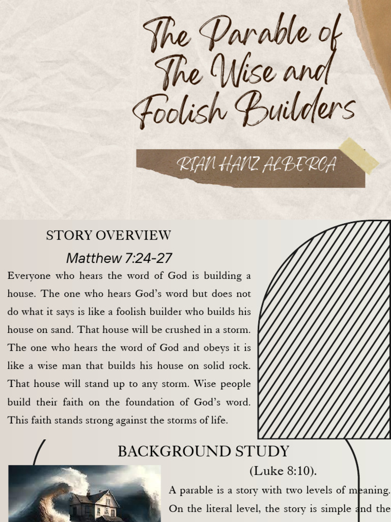 Wise vs. Foolish Builders Parable | PDF | Jesus | Canonical Gospels