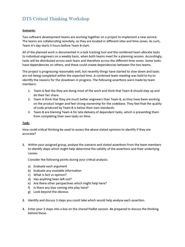 Critical Thinking Task | PDF | Critical Thinking | Computing