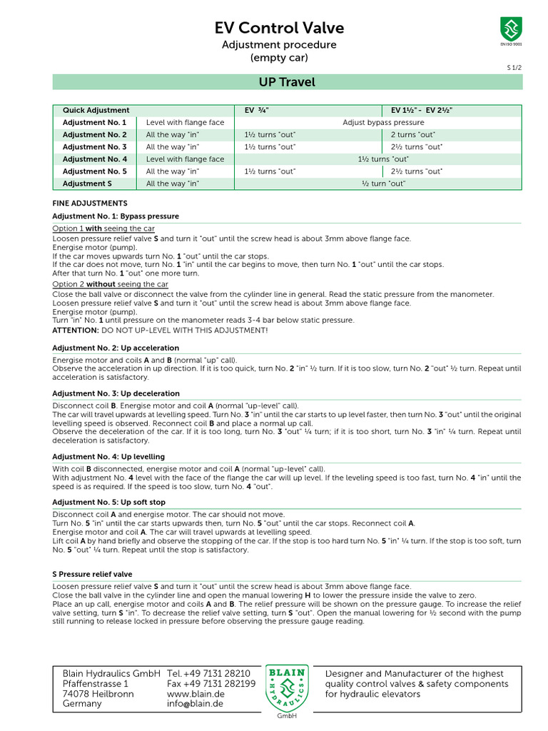 Ev Quick-Gb | PDF | Valve | Elevator