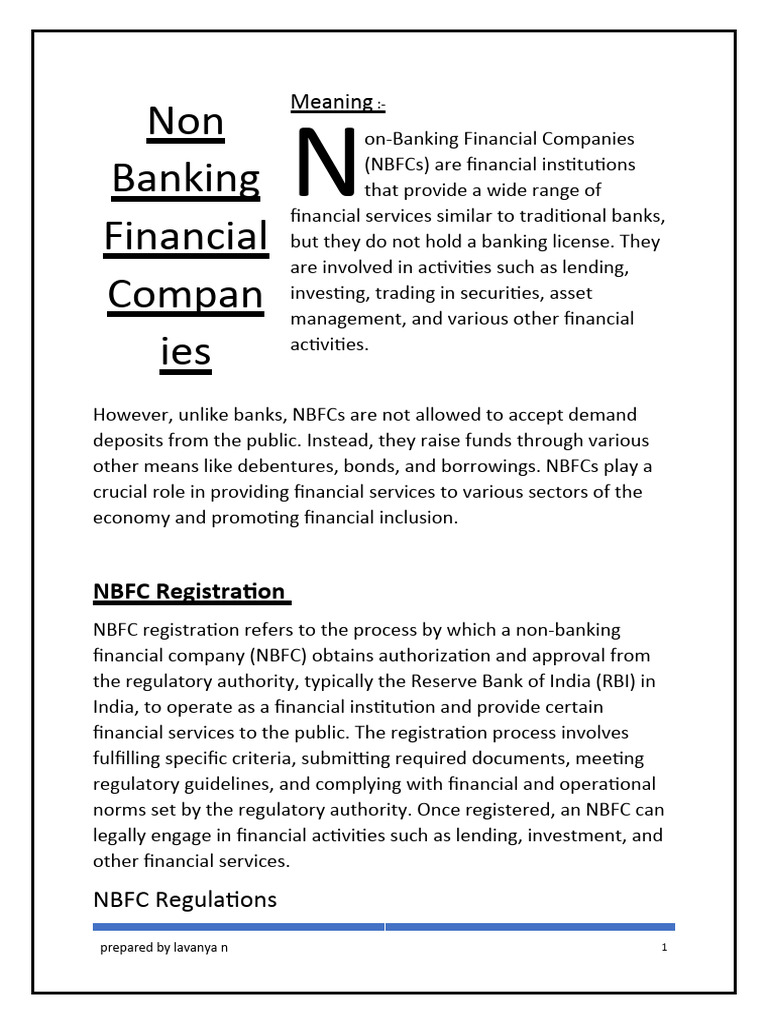 Understanding Non-Banking Financial Companies | PDF | Non Bank ...