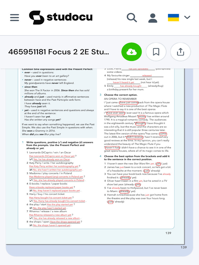 Focus 2 Student Book Answer Key | PDF | Language Arts & Discipline