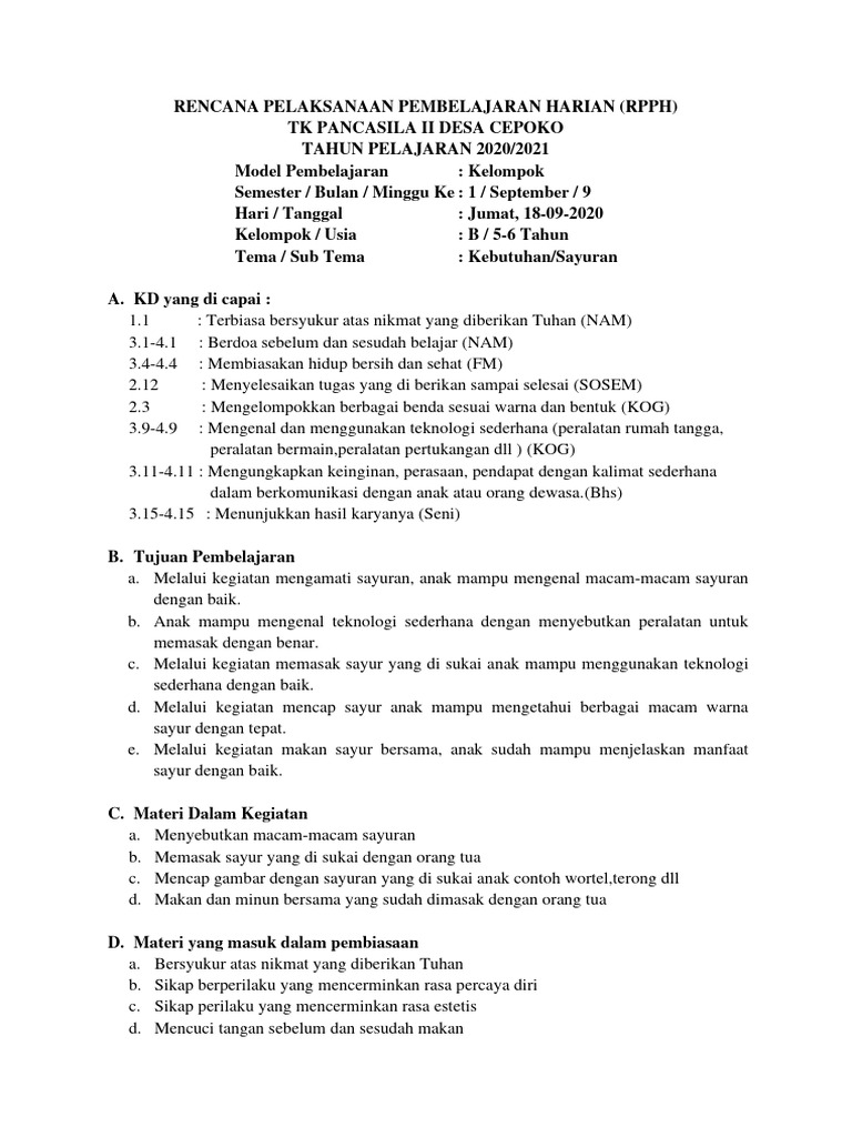 RPPH Pancasila | PDF