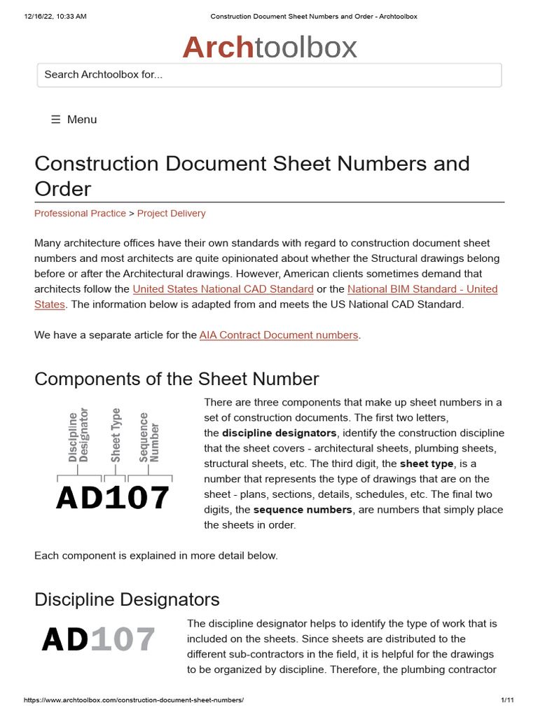 Construction Document Sheet Numbers - NCS Standard | PDF | Architect ...