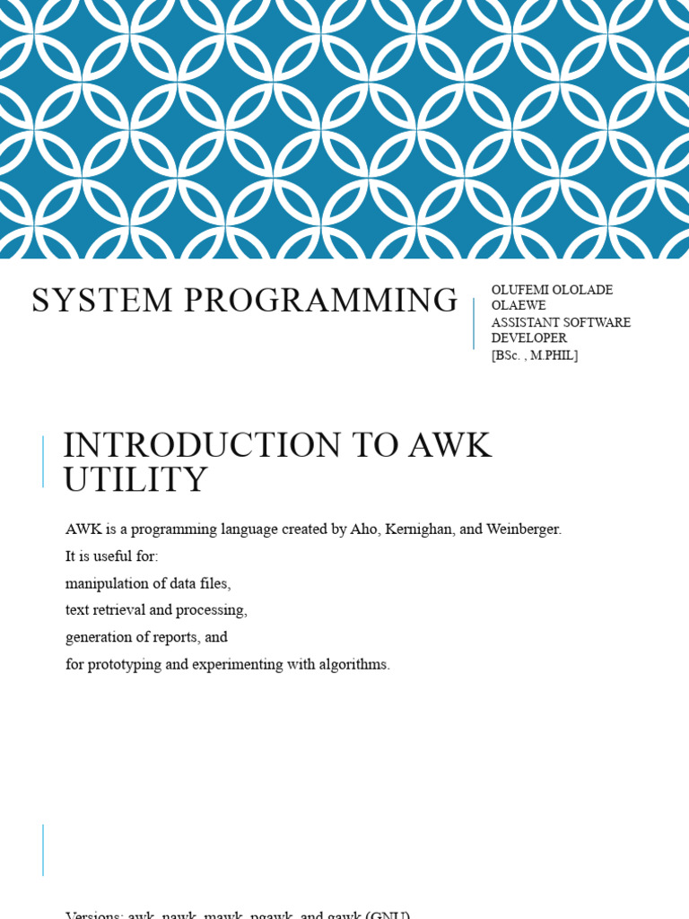 System Programming: Olufemi Ololade Olaewe Assistant Software Developer (BSC., M.Phil) | PDF ...