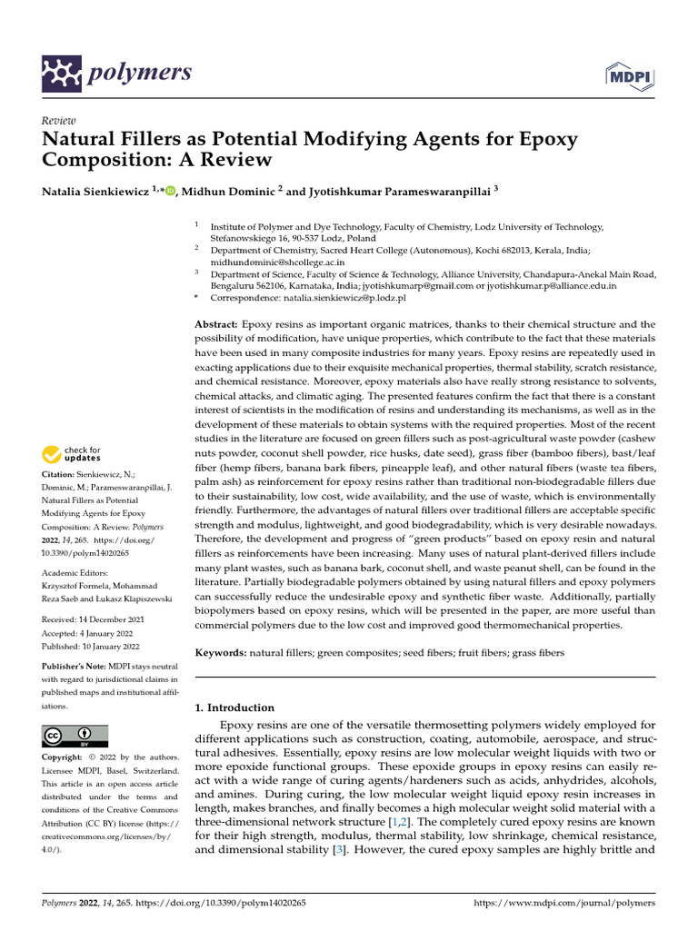 Natural Fillers As Potential Modifying Agents For Epoxy Composition: A ...