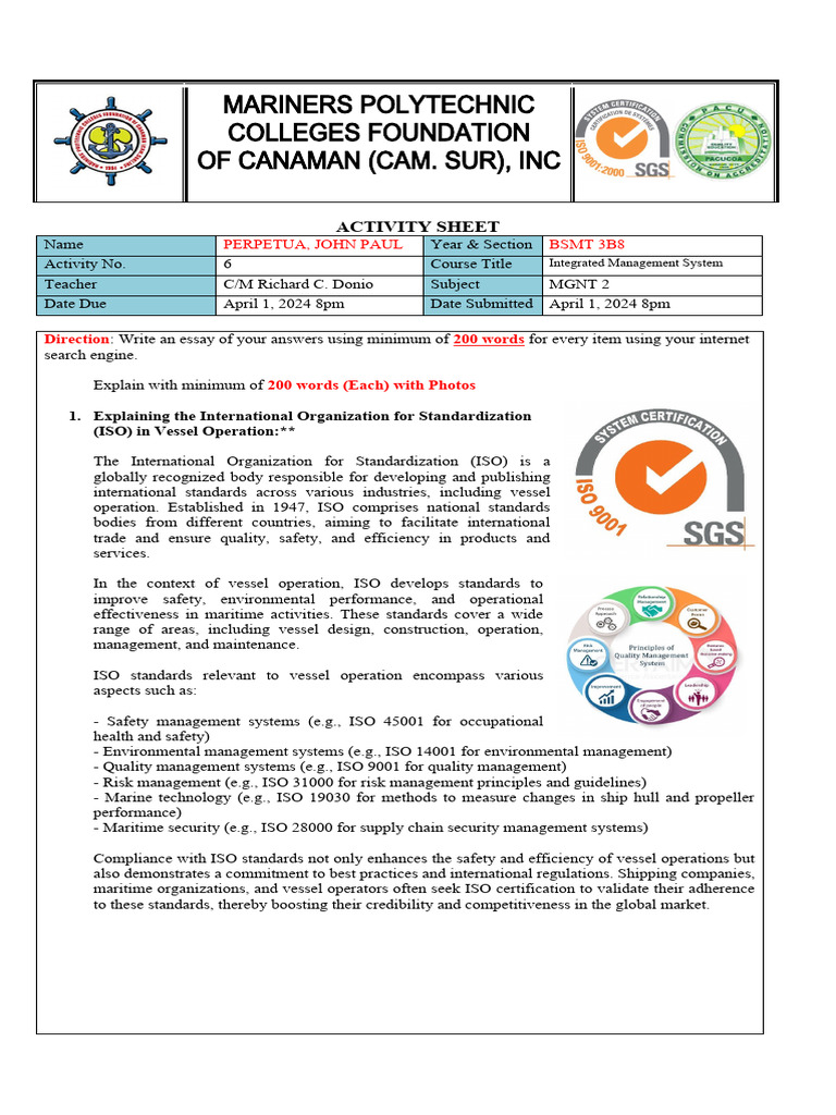 3MNGT 2 Activity No.6 Due Date April 1 2024 | PDF