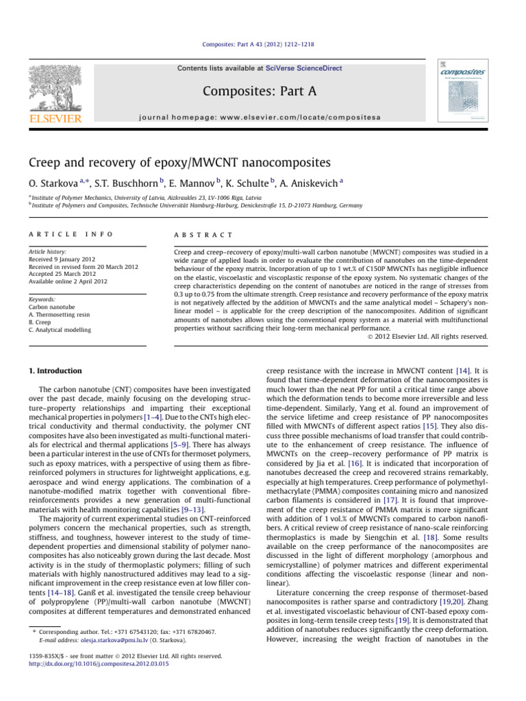 Creep and Recovery of epoxy/MWCNT Nanocomposites | PDF | Creep ...