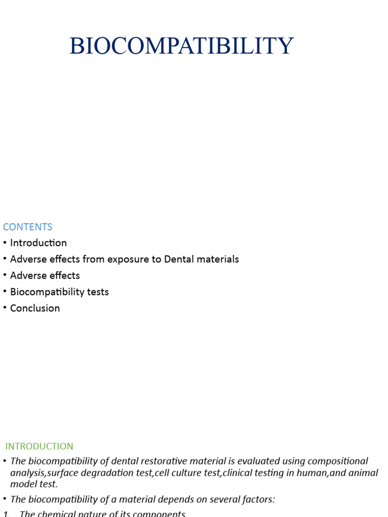 Bio Compatibility | PDF | Dental Material | Inflammation Bio Compatibility | PDF | Dental Material | Inflammation
