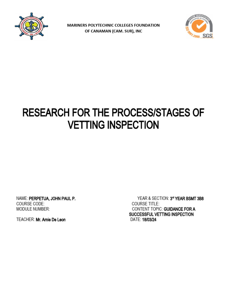 Vetting Inspection | PDF | Oil Tanker | Ships