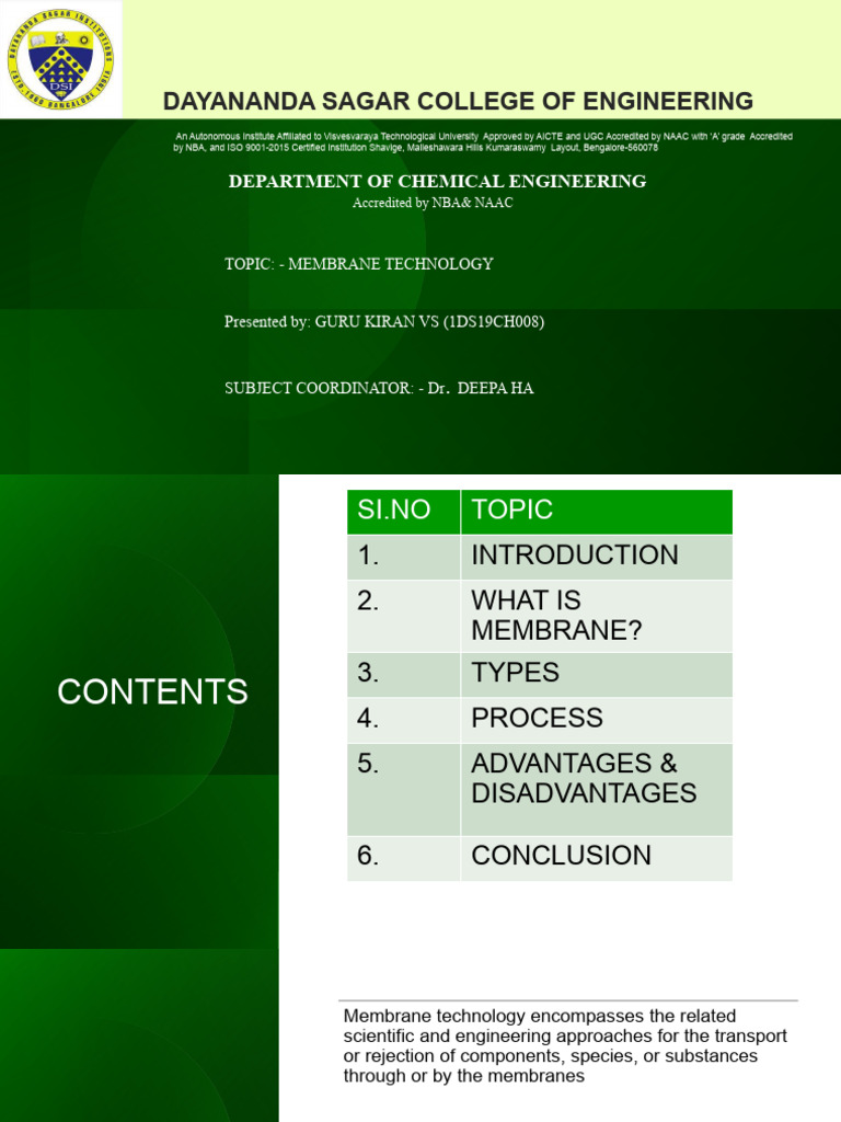 Membrane Technology Overview | PDF | Membrane | Membrane Technology