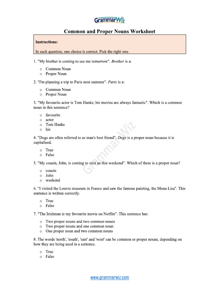 Common and Proper Nouns | PDF