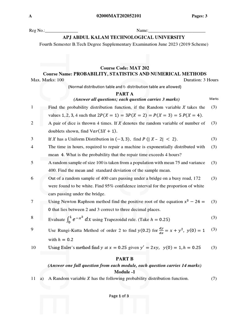 Mat202 C | PDF | Probability Distribution | Probability Density Function