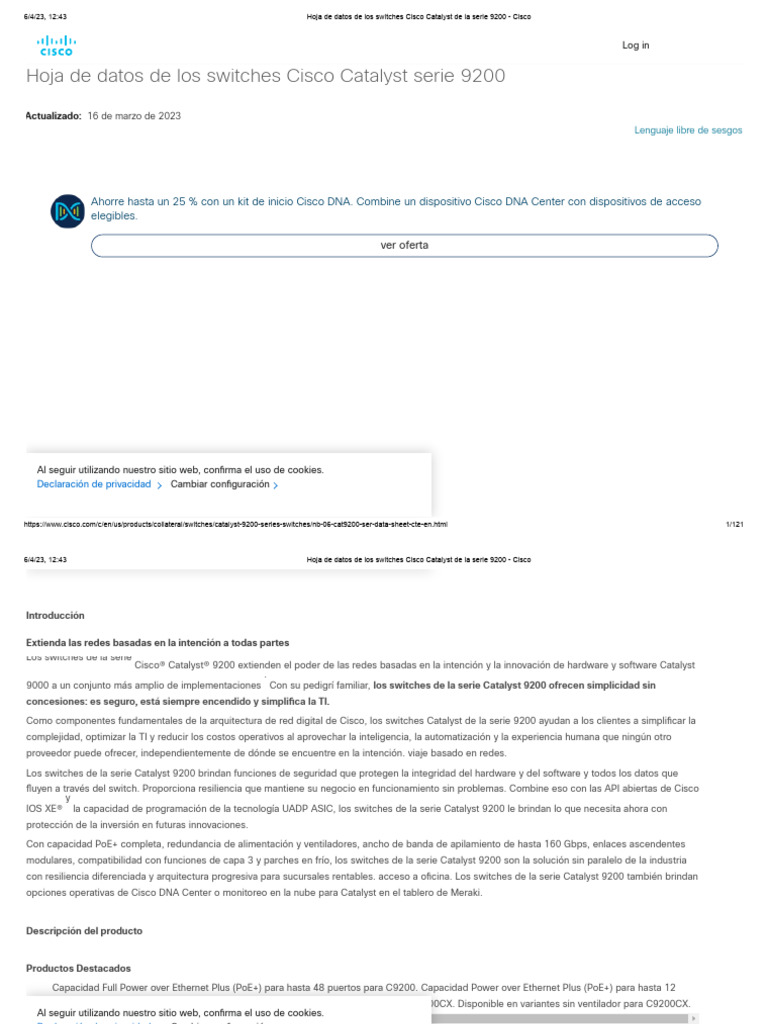 Hoja de Datos de Los Switches Cisco Catalyst de La Serie 9200 - Cisco | PDF | Computación en la ...