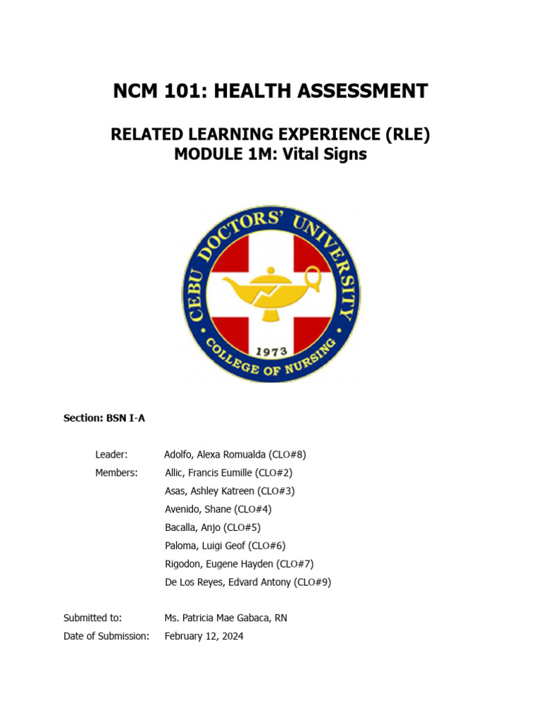 RLE Group A1 - Module 1M - Final Draft Submission | PDF | Breathing | Diastole