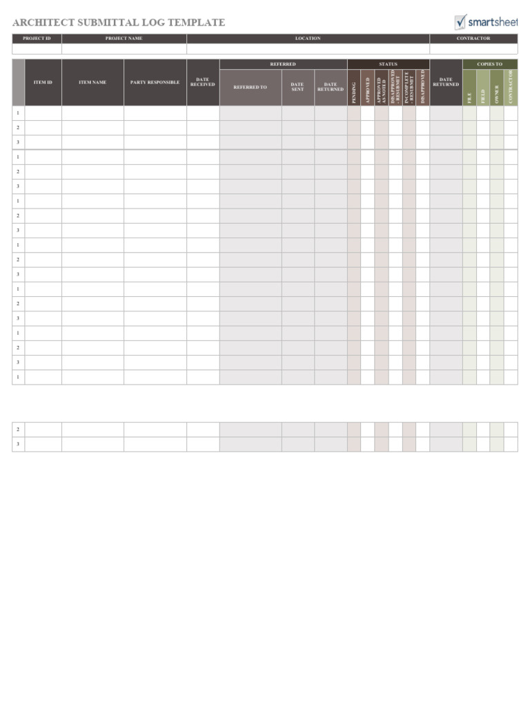 IC Architect Submittal Log Template | PDF | Computing
