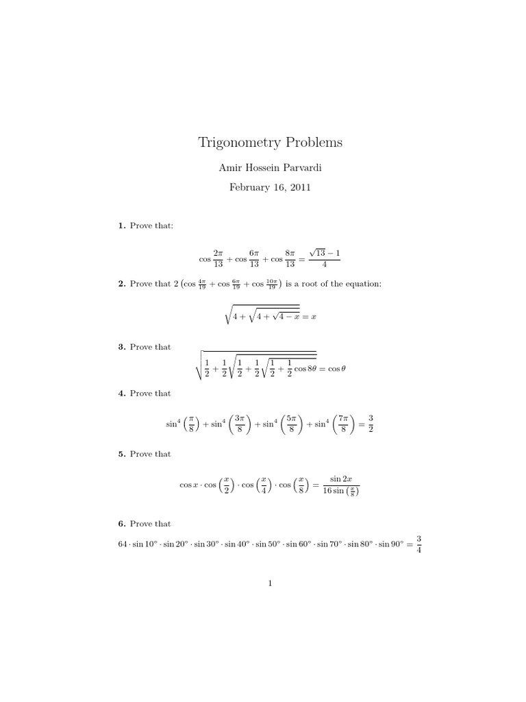 Trigonometry Pr | PDF | Trigonometric Functions | Square Root