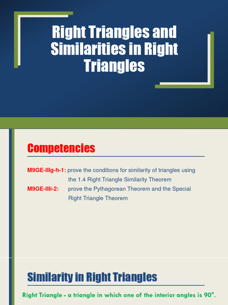 QIII Lesson 6 Similarities in Right Triangles 1 | PDF | Triangle ...