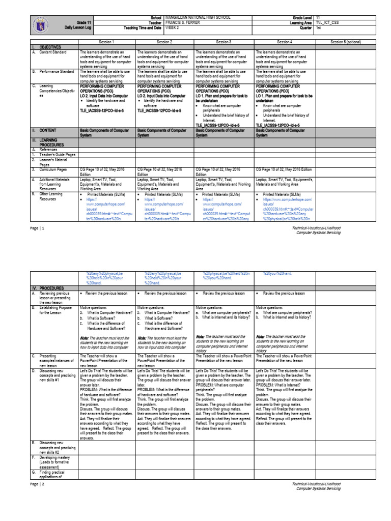Q1 Week2 CSS DLL | PDF | Learning | Crossword